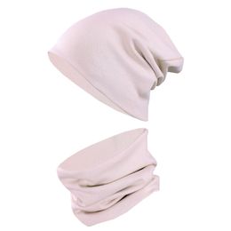Beanie TUPTAM "M&uuml;tze Unisex Kinder Beanie M&uuml;tze Schlauchschal Set", Jungen, Gr. 44, rosa (puderrosa), Obermaterial: 95% Baumwolle CO. 5% Elasthan EL., M&uuml;tzen Beanie