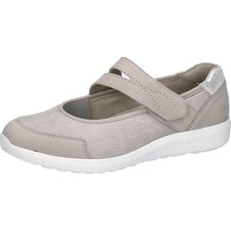 Waldl&auml;ufer Riemchenballerina WALDL&Auml;UFER "K-IRA Soft", Herren, Gr. 5 (38), hellgrau, silberfarben, Nubukleder, Textil, metallic, unifarben mit Farbeinsatz, Schuhe Riemchenballerina, Schlupfschuh mit Klettriegel, Bequemschuh, K-Weite