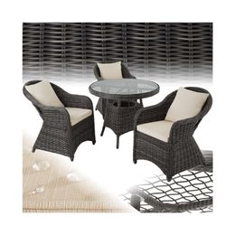 TecTake&reg; Aluminium Rattan Sitzgruppe, wetterfest und UV-best&auml;ndig, Belastbarkeit Sessel 150 kg, kein Aufbau
