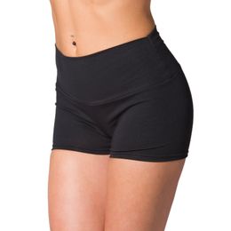 Hotpants ALKATO "Shorts Alkato Damen Sport Shorts mit Hohem Bund", Damen, Gr. 40, N-Gr, schwarz, Obermaterial: 95% Baumwolle CO. 5% Elasthan EL., Hosen Hotpants