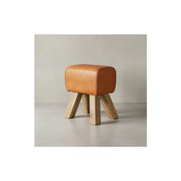 KADIMA DESIGN Retro Turnhocker aus Echtleder und Holz, stabil und luxuri&ouml;s, handgefertigt