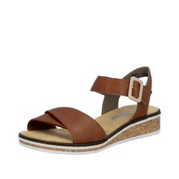 Sandalette Rieker, Damen, Gr. 39, cognac, Lederimitat, unifarben, Schuhe Sandalette, Keilsandale, Sommerschuh, Urlaubsschuh mit Klettriemchen