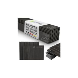 Juskys WPC Terrassendielen 2 m&sup2; &ndash; 220 cm Dielen, wetterfest inkl. Unterkonstruktion &ndash; Grau