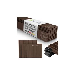 Juskys WPC Terrassendielen 2 m&sup2; &ndash; 220 cm Dielen, wetterfest inkl. Unterkonstruktion &ndash; Braun