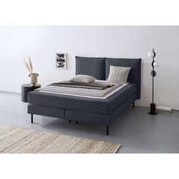 Bett "ERIK Boxbett mit Bonnell-/Taschen-Federkernmatratze, Breite 160/180cm", anthrazit, B:180cm H:113cm L:209cm, 100% Polyester, LeGer Home by Lena Gercke, Betten, Bett, wahlweise H&auml;rtegrad der Matratze H2/H3/H4, Polsterbett mit/ohne Topper