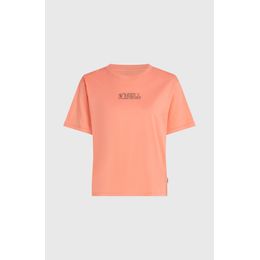 O`Neill T-Shirt O'NEILL "O'NEILL BOXY BACK PRINT T-SHIRT", Damen, Gr. L (40), funky peach, Obermaterial: 100% Baumwolle, Shirts T-Shirt, sportliche Passform, lockerer Schnitt