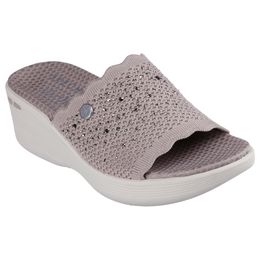 Pantolette Skechers "PIER-LITE-LIGHT ESSENCE", Damen, Gr. 36, taupe, Textil, Glitzer, Schuhe Pantolette, Sommerschuh, Strandschuh mit Luxe Foam und Glitzerdetails