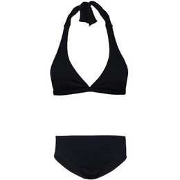 Bustier-Bikini AQUARTI "Badeanzug M&auml;dchen Bikini Set Zweiteilig Bikinislip Bustier", Kinder, Gr. 152, N-Gr, schwarz (zum binden, jacquard punkte schwarz), Obermaterial: 80% Polyamid PA. 20% Elasthan EL., Bikini-Sets Bustier-Bikini