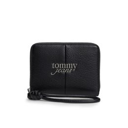Geldb&ouml;rse Tommy Jeans "TJW BOLD MED ZA", Damen, schwarz, Lederimitat, Basic, Kleinlederwaren Geldb&ouml;rse, Geldbeutel, Portemonnaie, Money Pocket mit Logoemblem