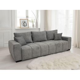 Schlafsofa Home Affaire "Bello", grau, B:239cm, 100% Polyester, Sofas, Schlafsofa, mit Bettfunktion, Bettkasten, Frei im Raum stellbar, Federkern