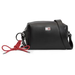 Mini Bag Tommy Jeans "TJW CITY CHARM CAMERA BAG", Damen, Gr. B/H/T: 19cm x 11,5cm x 11cm, schwarz, Lederimitat, Taschen Mini Bag, Damen Umh&auml;ngetasche, Mini-Bag, Cross-Body Bag mit Kordelanh&auml;nger