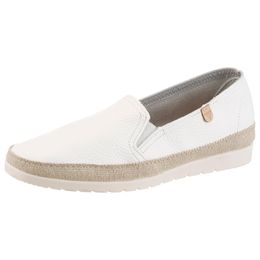 Slipper VERBENAS "NURIA", Damen, Gr. 38, wei&szlig;, Leder, unifarben, Schuhe Slipper, Espadrille, Schlupfschuh, Halbschuh mit Stretcheins&auml;tze