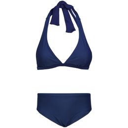 Bustier-Bikini AQUARTI "Badeanzug M&auml;dchen Bikini Set Zweiteilig Bikinislip Bustier", Kinder, Gr. 158, N-Gr, blau (zum binden, dunkelblau), Obermaterial: 80% Polyamid PA. 20% Elasthan EL., Bikini-Sets Bustier-Bikini
