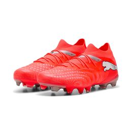Fu&szlig;ballschuh Puma "FUTURE 9 MATCH FG/AG", Gr. 43, rot (glowing rot, Puma wei&szlig;, Puma schwarz, Puma silber), Synthetik, Schuhe Fu&szlig;ballschuh, f&uuml;r Rasen- und Kunstrasenpl&auml;tze, kn&ouml;chelhohe Form