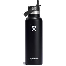 Trinkflasche Hydro Flask "21 OZ Standard Flex Straw Cap", schwarz, H:27cm, Edelstahl, Kunststoff, Trinkflaschen, Trinkflasche, TempShield️ doppelwandige Vakuumisolierung