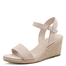Keilsandalette Tamaris, Damen, Gr. 35, beige, Textil, Veloursleder, unifarben, Schuhe Keilsandalette, Sommerschuh, Riemchensandale, mit verstellbarem Riemchen