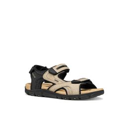 Sandale Geox, Damen, Gr. 41, beige, schwarz, Lacklederimitat, Synthetik, Basic, Schuhe Sandale, Sommerschuh, Klettschuh, Outdoorsandale im Trekking-Look