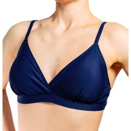 Triangel-Bikini-Top AQUARTI "Bikini Oberteil Damen Bikini Top Oberteil Triangel Neckholder Push Up Padded Zum Binden", Damen, Gr. 38, N-Gr, blau (design 042, mit tr&auml;ger, dunkelblau), Obermaterial: 80% Polyamid PA. 20% Elasthan EL., Bikini-Oberteile Triangel-Bikini-Top