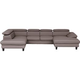 Wohnlandschaft Home Affaire "Pilot U-Form", elephant, B:331cm T:108cm, Sofas, Wohnlandschaft, mit Kopfteilverstellung, wahlweise mit Bettfunktion & Bettkasten