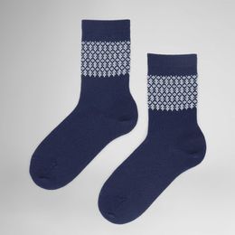 Socken Hudson "Socke Nordic", Damen, Gr. 35-38, blau (royal blau 0539), Obermaterial: 49% Polyacryl PAN. 40% Wolle WO. 10% Polyamid PA. 1% Elasthan EL., Socken Socken