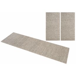 Bettumrandung OTTO HOME "Wolly, Handweb Teppiche" Gr. 14, grau (stone), H:14mm, Obermaterial: 93% Wolle, 7% Polyester, Bettumrandungen, Bettumrandung, Bettvorleger, Wolle, handgewebt, L&auml;ufer-Set Wohnzimmer, Schlafzimmer