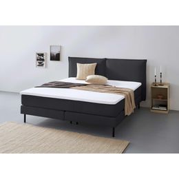 Bett "ERIK Boxbett mit Bonnell-/Taschen-Federkernmatratze, Breite 160/180cm", schwarz, B:200cm H:113cm L:209cm, 95% Polyester, 5% Nylon, LeGer Home by Lena Gercke, Betten, Bett, wahlweise H&auml;rtegrad der Matratze H2/H3/H4, Polsterbett mit/ohne Topper