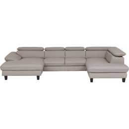 Wohnlandschaft Home Affaire "Pilot U-Form", mud, B:331cm T:108cm, Sofas, Wohnlandschaft, mit Kopfteilverstellung, wahlweise mit Bettfunktion & Bettkasten