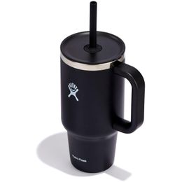 Thermobecher Hydro Flask "All Around Travel Tumbler in den Gr&ouml;&szlig;en 24 oz/ 32 oz / 40 oz", schwarz, H:29,34cm, Edelstahl, Trinkgef&auml;&szlig;e, Thermobecher, Thermo Cup mit Strohhalm