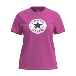 T-Shirt Converse "CHUCK PATCH TEE", Damen, Gr. S, shocking orchid, Obermaterial: 100% Baumwolle, Shirts T-Shirt, f&uuml;r Erwachsene, sportlicher Stil, Kurzarm, f&uuml;r Sport und Freizeit