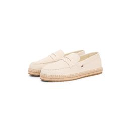 Espadrille Tommy Hilfiger "FLEXIBLE HILFIGER SDE ESPADRILLE", Damen, Gr. 40, beige, Veloursleder, unifarben, Schuhe Espadrille, Sommerschuh, Slipper, Loafer mit angesagtem Zierriegel