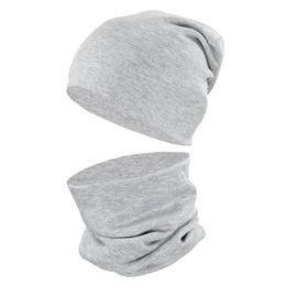 Beanie TUPTAM "M&uuml;tze Unisex Kinder Beanie M&uuml;tze Schlauchschal Set", Jungen, Gr. 56, grau (grau meliert), Obermaterial: 95% Baumwolle CO. 5% Elasthan EL., M&uuml;tzen Beanie