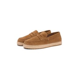 Espadrille Tommy Hilfiger "FLEXIBLE HILFIGER SDE ESPADRILLE", Damen, Gr. 40, braun, Veloursleder, Schuhe Espadrille, Sommerschuh, Slipper, Loafer mit angesagtem Zierriegel
