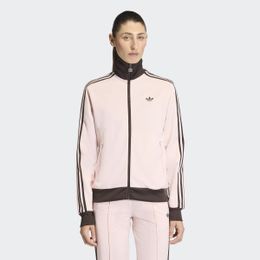 Trainingsjacke adidas originals "CLASSIC TRACK", Damen, Gr. L, sandy pink, aurora coffee, Obermaterial: 52% Baumwolle, 48% Polyester, Jacken Trainingsjacke, Regul&auml;re Passform
