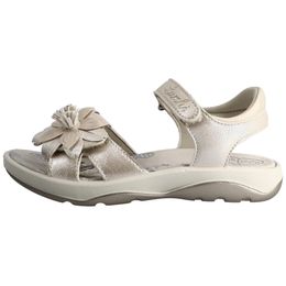 Sandale Lurchi "Flora", M&auml;dchen, Gr. 29, platin, Lederimitat, gl&auml;nzend, festlich, Schuhe Sandale, Sandalette mit Blumenverzierung, Gr&ouml;&szlig;enschablone zum Download