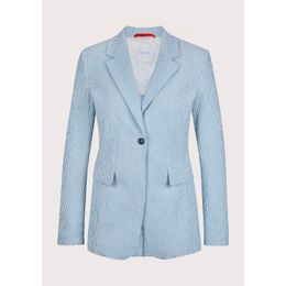 Madeleine Mode Jackenblazer MADELEINE "Blazer Seersucker-Blazer", Damen, Gr. 48, blau (rauchblau, wei&szlig;), Obermaterial: 48% Polyester PES. 26% Viskose CV. 25% Baumwolle CO. 1% Elasthan EL., Modern, normal, Blazer Jackenblazer