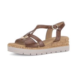 Keilsandalette Gabor "Genua", Damen, Gr. 35, beige, Kalbsleder, Schuhe Keilsandalette, Riemchensandale, Sommerschuh, Komfortschuh in Weite G (=weit)