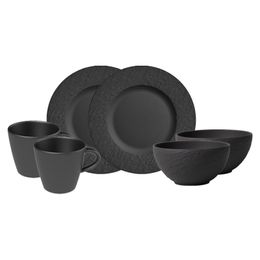 Villeroy & Boch Geschirr-Set VILLEROY & BOCH "Fr&uuml;hst&uuml;cks-Set Manufacture Rock 6er Set schwarz", schwarz, Porzellan, Geschirr-Sets, Geschirr-Set