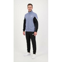 Trainingsanzug Puma "ESS BLOCK POLY SUIT", Damen, Gr. L, gray sky, Trikot, Obermaterial: 100% Polyester, regular fit, Sportanz&uuml;ge Trainingsanzug, ohne Kapuze, Regular Fit, pflegeleicht