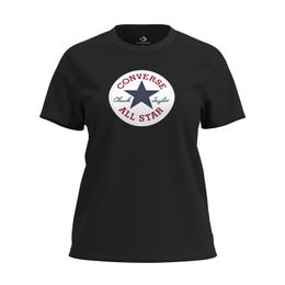 T-Shirt Converse "CHUCK PATCH TEE", Damen, Gr. L, schwarz, Obermaterial: 100% Baumwolle, Shirts T-Shirt, f&uuml;r Erwachsene, sportlicher Stil, Kurzarm, f&uuml;r Sport und Freizeit