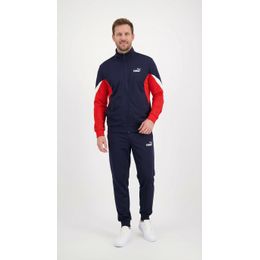 Trainingsanzug Puma "ESS BLOCK POLY SUIT", Damen, Gr. L, new navy, Trikot, Obermaterial: 100% Polyester, regular fit, Sportanz&uuml;ge Trainingsanzug, ohne Kapuze, Regular Fit, pflegeleicht