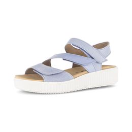 Riemchensandale Gabor, Damen, Gr. 44, hellblau, Glattleder, Lackleder, Veloursleder, Schuhe Riemchensandale, Plateau, Bequemschuh, Sandalette, Sommerschuh mit Ziern&auml;hten