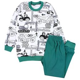 Schlafanzug TUPTAM "Schlafanzug Kinder Jungen Pyjama Set Langarm 2-teilig", M&auml;dchen, Gr. 110, gr&uuml;n (bagger, gr&uuml;n), Obermaterial: 100% Baumwolle CO., Homewear-Sets Schlafanzug