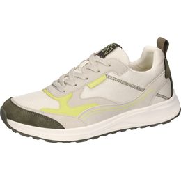 Waldl&auml;ufer Sneaker WALDL&Auml;UFER "H_LEO", Herren, Gr. 12 (47), creme, khaki, limette, Synthetik, Textil, Schuhe Sneaker, Bequemschuh, Schn&uuml;rschuh in Komfortweite H (= sehr weit)