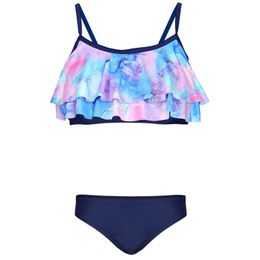 Bustier-Bikini AQUARTI "Badeanzug M&auml;dchen Bikini Set Zweiteilig Bikinislip Bustier", Kinder, Gr. 158, N-Gr, rosa (030d mit r&uuml;schen, tie dye, blau, lila, rosa), Obermaterial: 80% Polyamid PA. 20% Elasthan EL., Bikini-Sets Bustier-Bikini