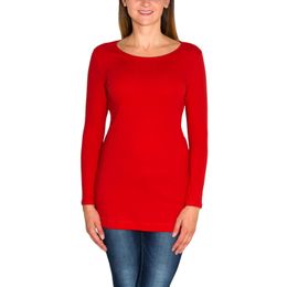 Langarmshirt ALKATO "Damenshirt Alkato Damen Langarm Longshirt Langarmshirt", Damen, Gr. XL, rot, Obermaterial: 92% Baumwolle CO. 8% Elasthan EL., Shirts Langarmshirt
