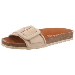 Pantolette VERBENAS "REIKO VELOUR", Damen, Gr. 38, beige, Veloursleder, Basic, Schuhe Pantolette, Sommerschuh, Urlaubsschuh, Strandschuh zum Schlupfen