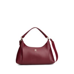 Schultertasche Tommy Hilfiger "TH ESSENTIAL SHOULDER BAG", Damen, Gr. B/H/T: 35cm x 23cm x 12cm, bordeaux, Lederimitat, unifarben, Taschen Schultertasche, Damen Umh&auml;ngetasche, Tragetasche mit edlem TH-Schmucklogo