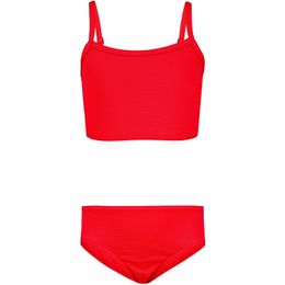 Bustier-Bikini AQUARTI "Badeanzug M&auml;dchen Bikini Set Zweiteilig Bikinislip Bustier", Kinder, Gr. 158, N-Gr, rot (038 jacquard punkte rot), Obermaterial: 80% Polyamid PA. 20% Elasthan EL., Bikini-Sets Bustier-Bikini