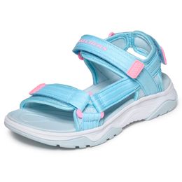 Sandale Skechers "TREAD SEEKER", M&auml;dchen, Gr. 32, blau, rosa, Textil, Mesh, kontrastfarbene Details, Schuhe Sandale, Sommerschuh mit Klettverschluss, Gr&ouml;&szlig;enschablone zum Download