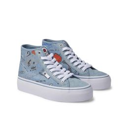 Sneaker DC Shoes "Manual Hi Platform", Damen, Gr. 7(38), blau (heather schwarz denim), Obermaterial:Obermaterial: Textil (Walkfrottier) / Futter: Textil / Au&szlig;ensohle: Gummi;, Schuhe Sneaker